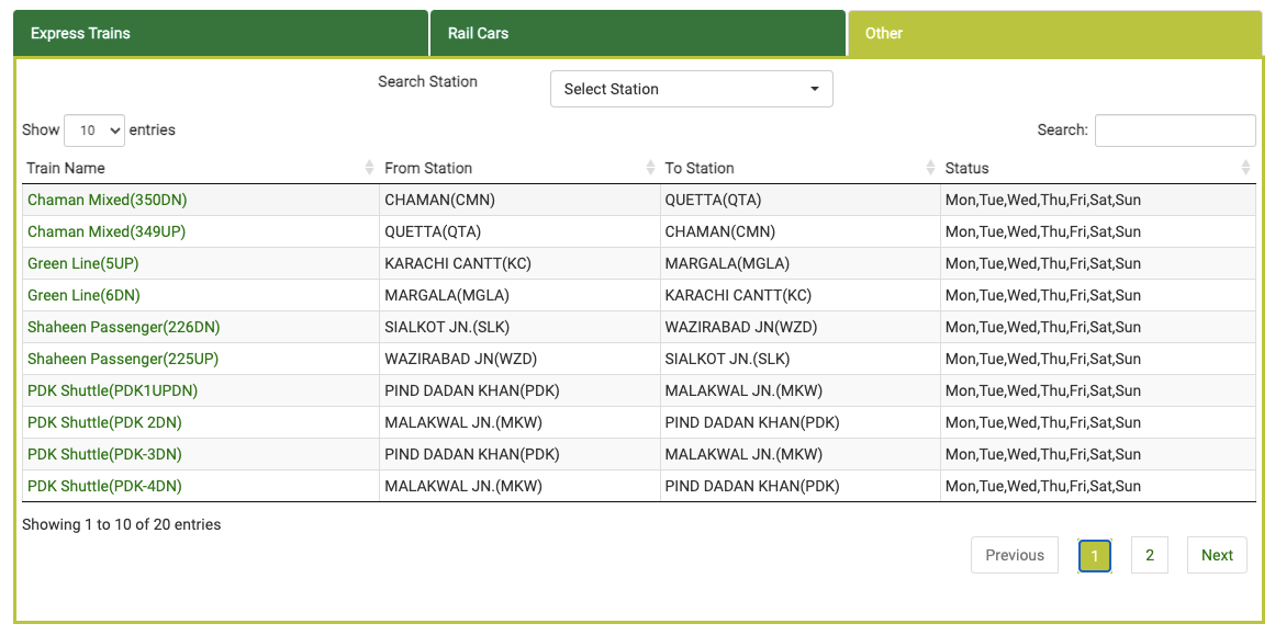 Green Line Train - Online Booking - Green Line Train