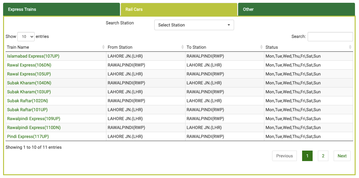 Green Line Train - Online Booking - Green Line Train